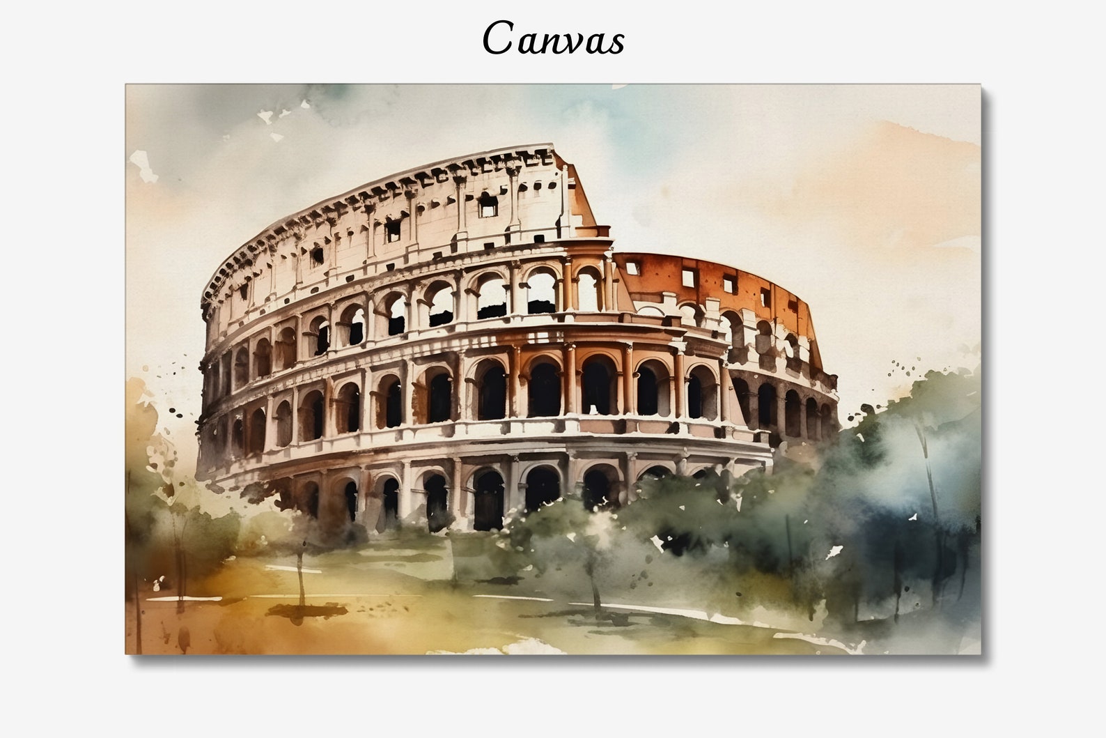 Roman Colosseum Watercolor Painting: Rome Landscape Art, Giclée Print ...