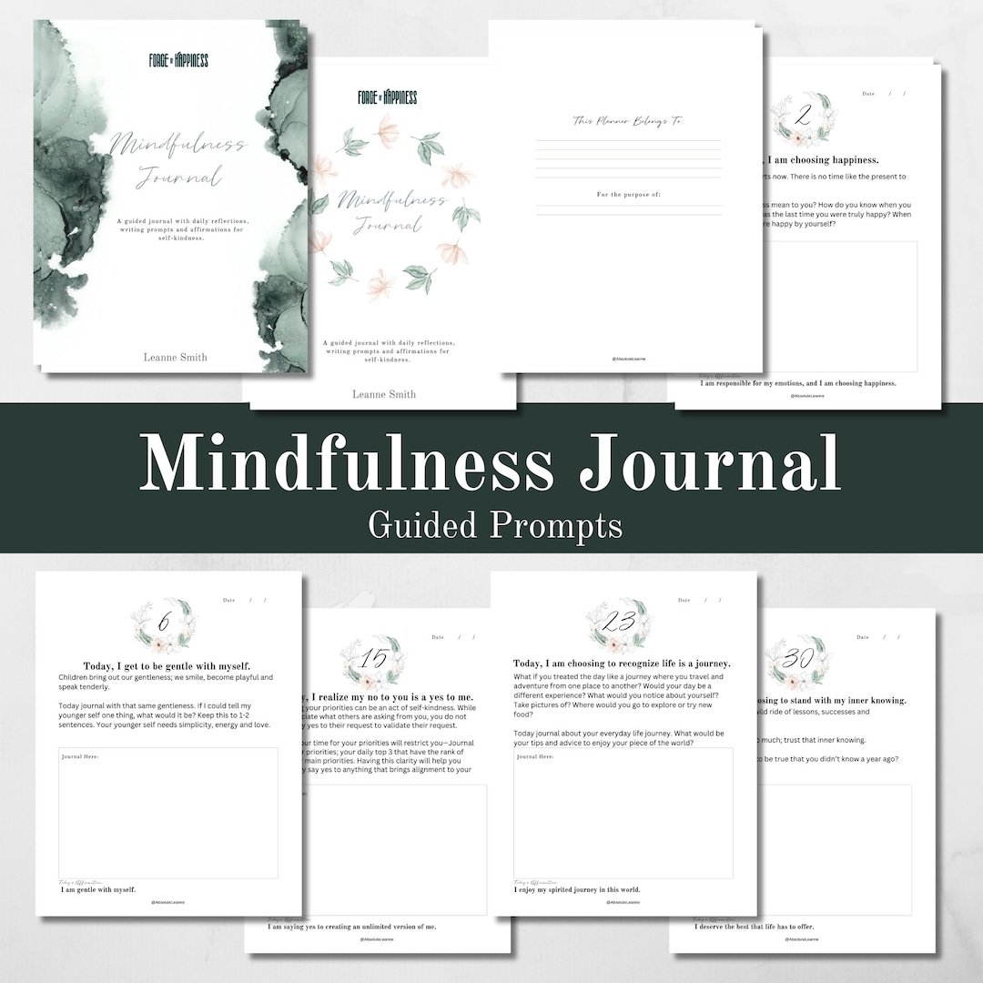 Mindfulness Journal Undated Printable Journal, Self-love Writing ...