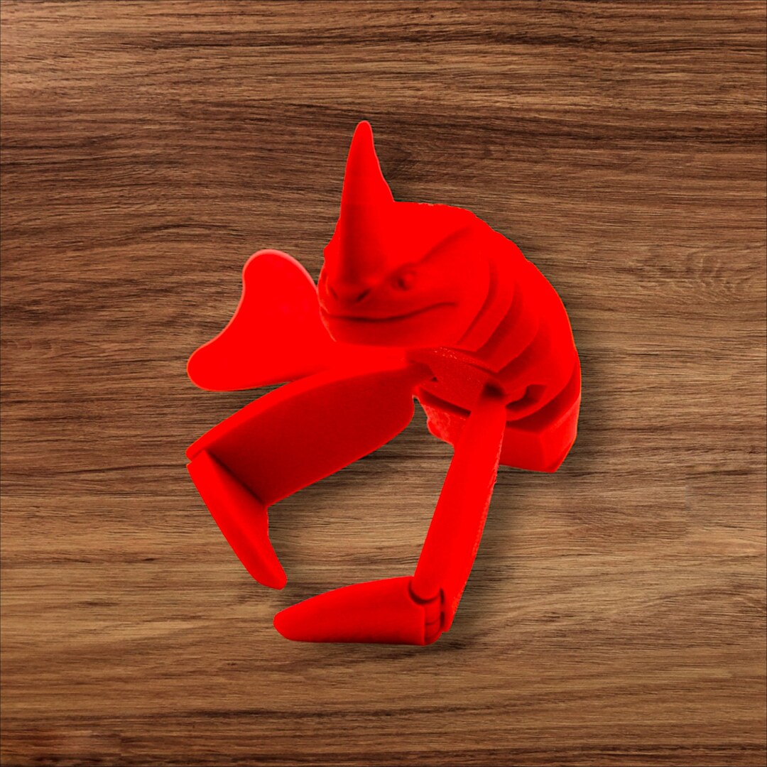 Flexi 3D Printed Red Sea Beast Articulated Sea Monster Fidget Toy Red ...