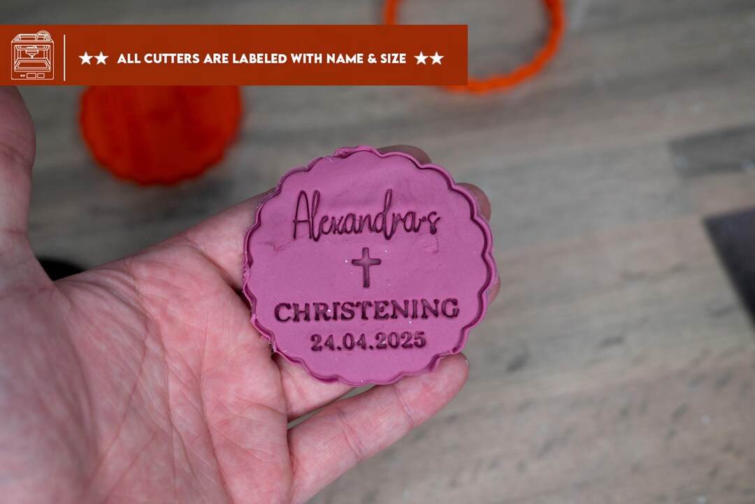 Personalized Christening Cookie Stamp: Baptism Embosser, Godparent Gift ...