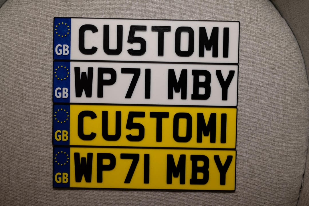 3D Printed Mini Custom Number Plate: Personalized Desk Sign With Flag ...