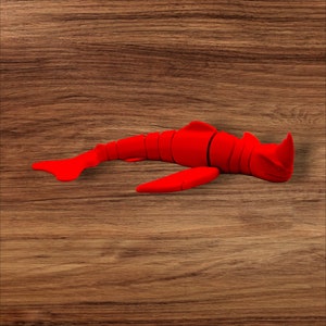 Flexi 3D Printed Red Sea Beast Articulated Sea Monster Fidget Toy Red ...