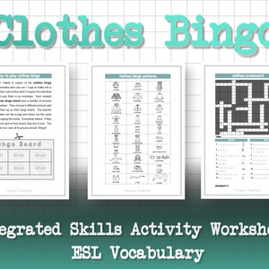 ESL Downloadable Printable Vocabulary Lesson - Clothes, Present ...