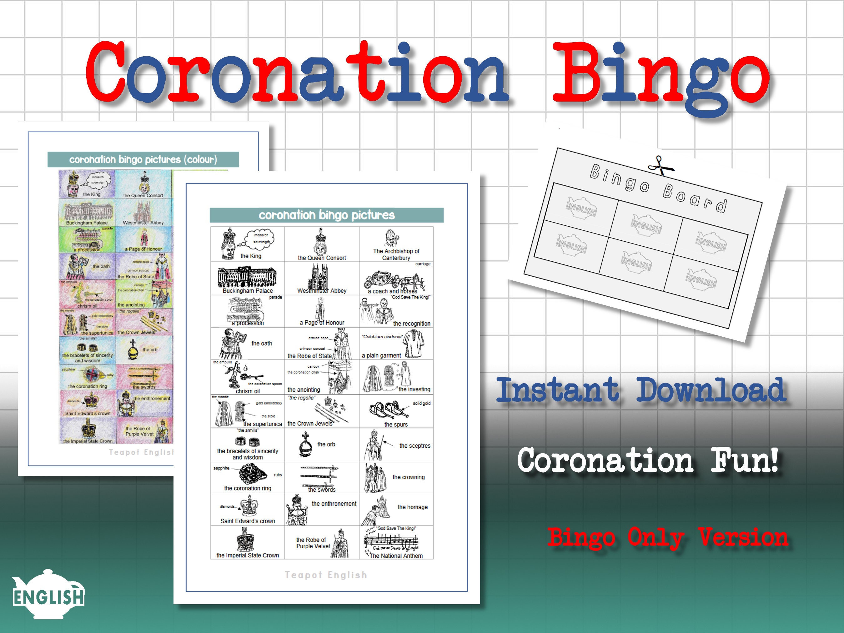 Coronation Bingo Game Instant Download - Etsy