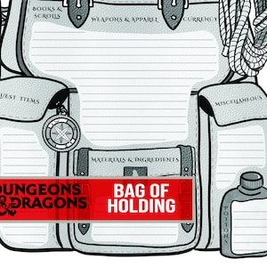 Dnd Bag of Holding (practical Inventory Sheet) - 5th Edition - Etsy