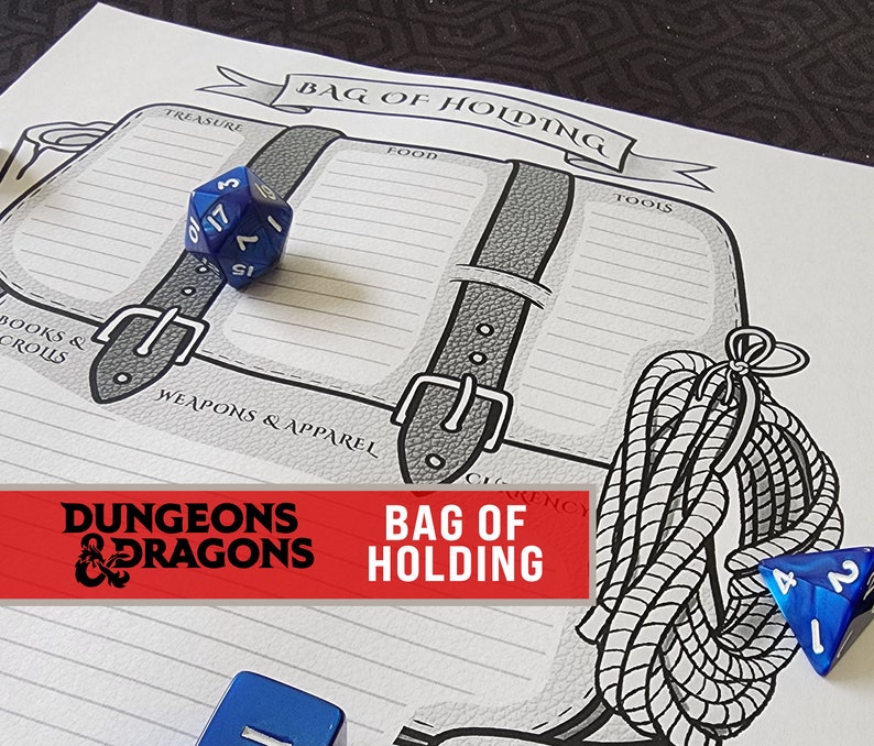 Dnd Bag of Holding (practical Inventory Sheet) - 5th Edition - Etsy