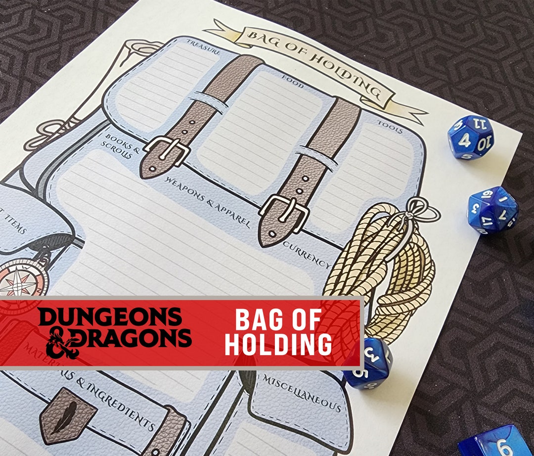 Dnd Bag of Holding (practical Inventory Sheet) - 5th Edition - Etsy