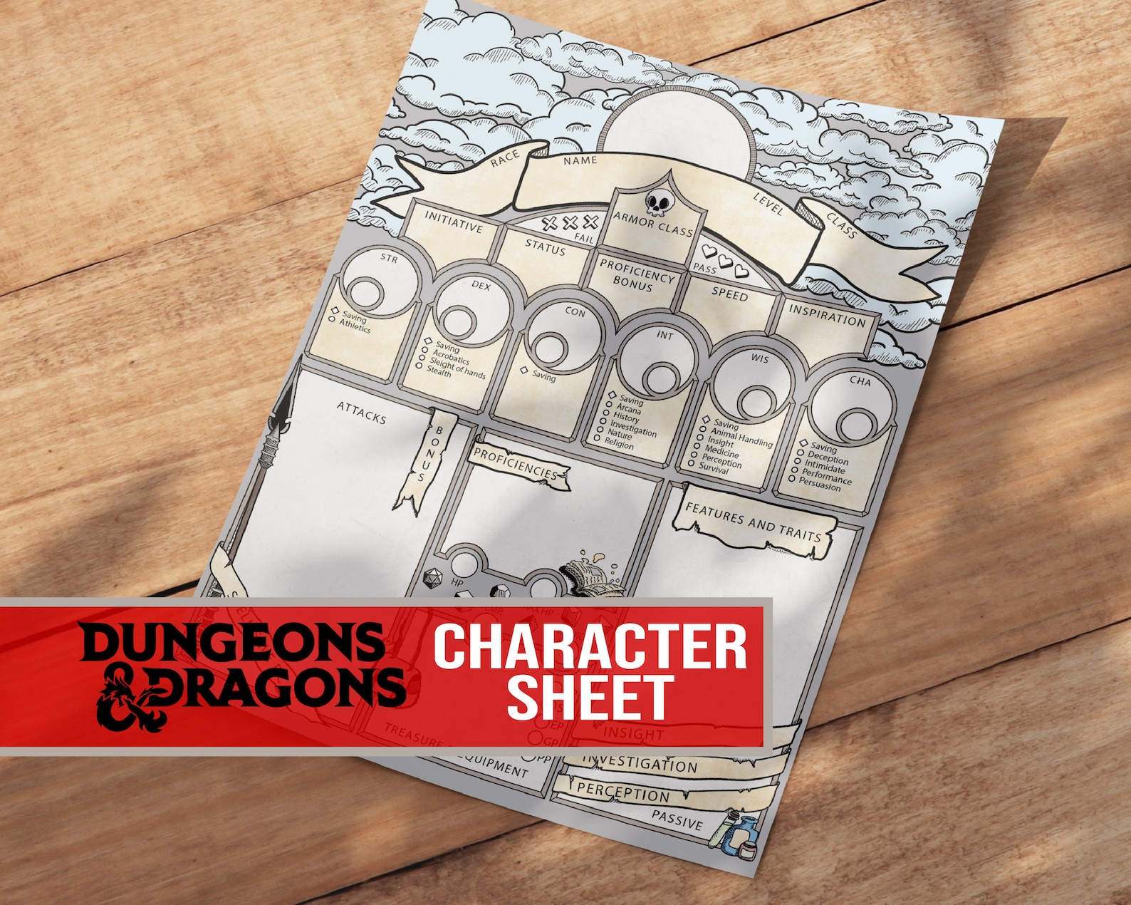 Dnd Character Sheet - Simple Campaign 5th Edition - Etsy