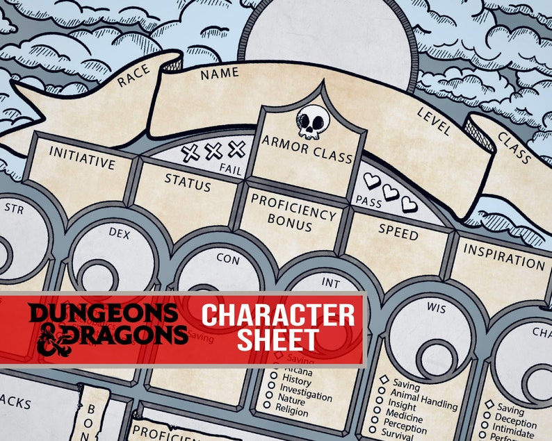 Dnd Character Sheet - Simple Campaign 5th Edition - Etsy