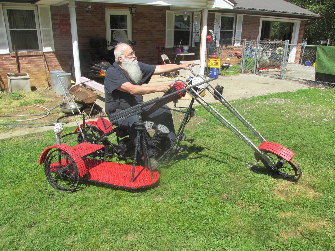 Motorcycle With Sidecar. Hand Made With Over 1100 Individually Welded ...