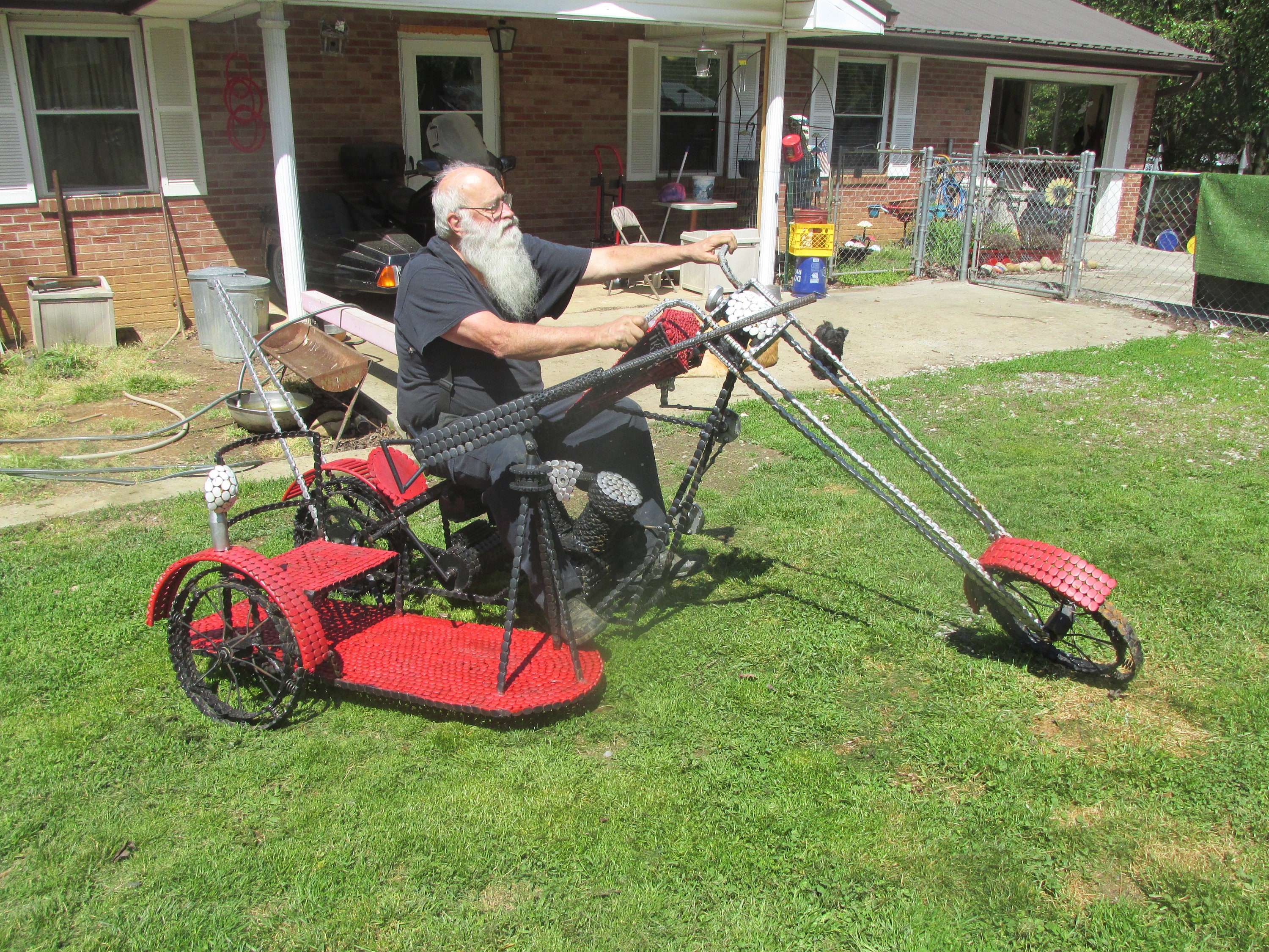 Motorcycle With Sidecar. Hand Made With Over 1100 Individually Welded ...
