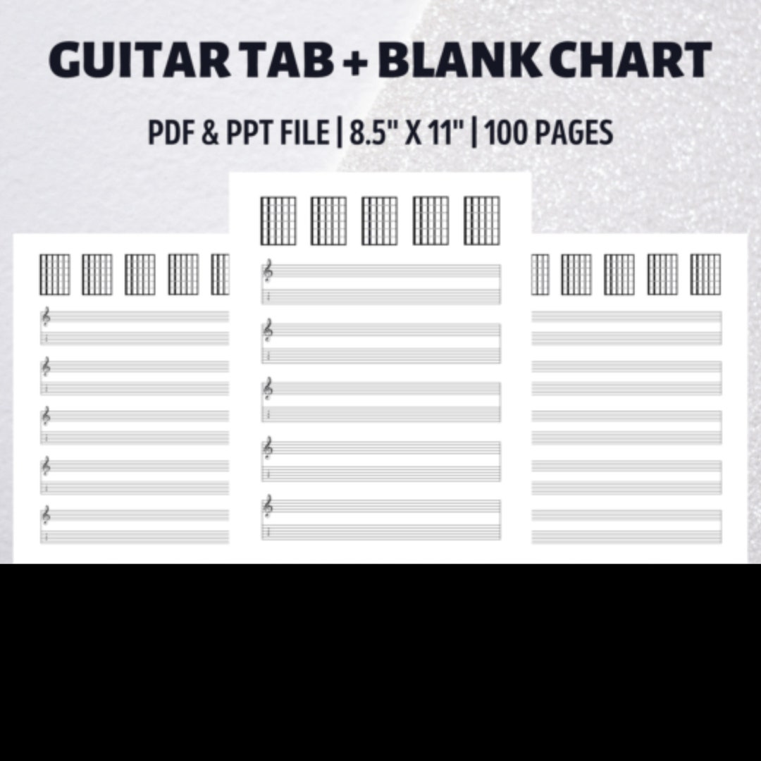 Digital Printable Sheet Music Guitar Tab and Blank Chart for Guitarist ...