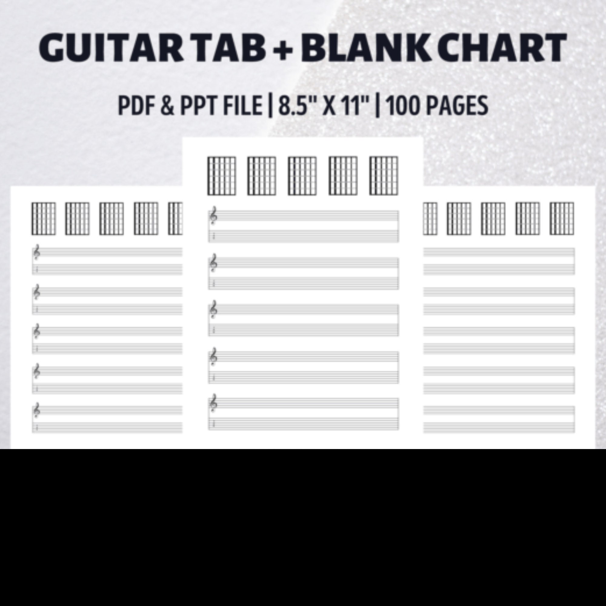 Digital Printable Sheet Music Guitar Tab and Blank Chart for Guitarist ...
