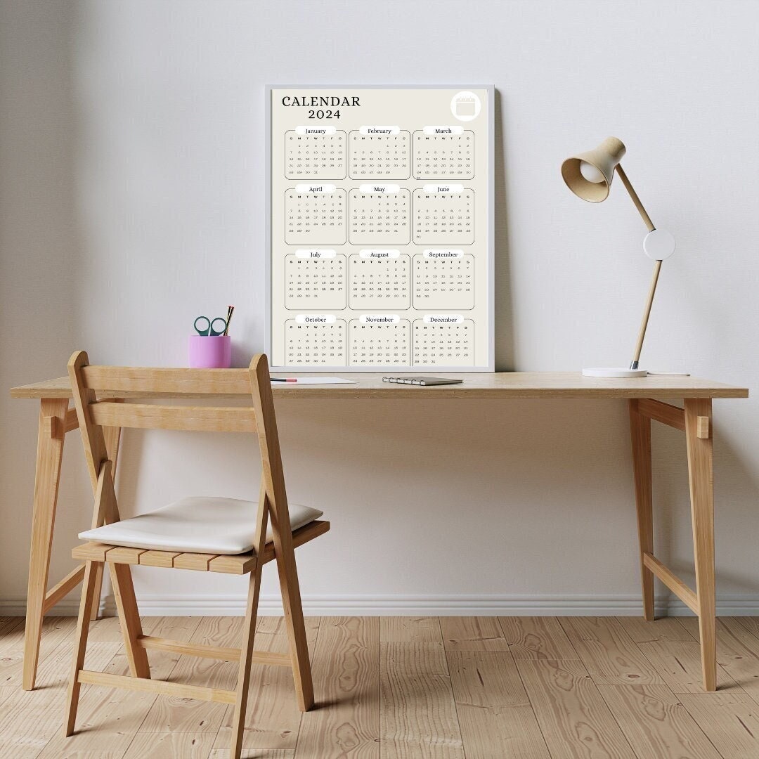 2024 Wall Calendar Printable, 2024 Printable Calendar, A3 A4 All Size ...
