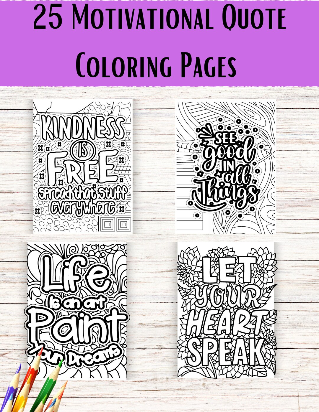 Motivational Quote Coloring Pages Stress Relief for Teens and Adults - Etsy