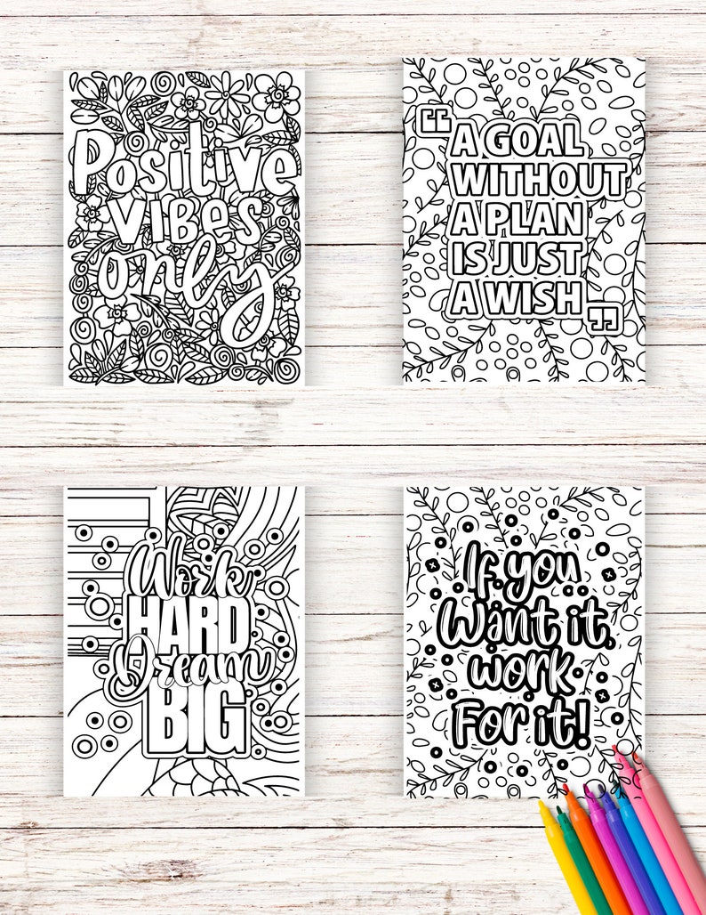 Motivational Quote Coloring Pages Stress Relief for Teens and Adults - Etsy