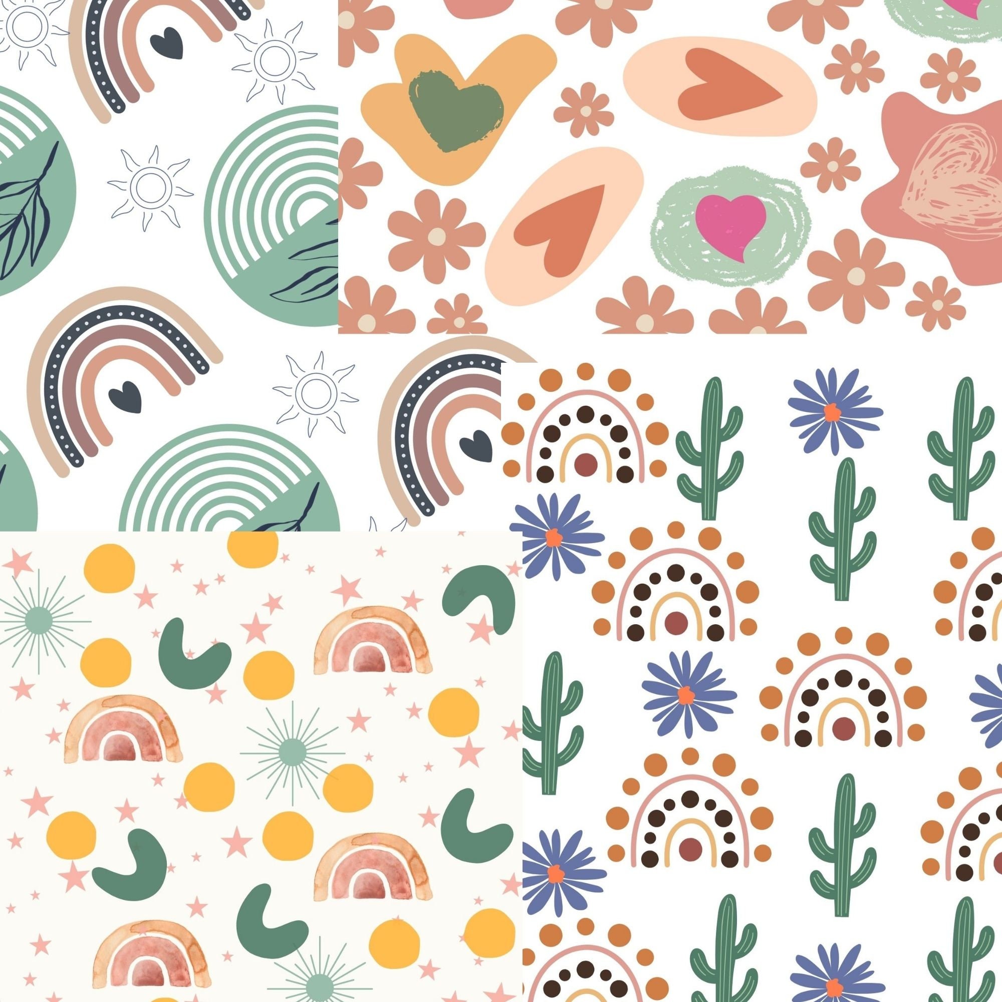 10 Boho Digital Papers, Boho Scrapbook Paper, Boho Backgrounds, İnstant ...