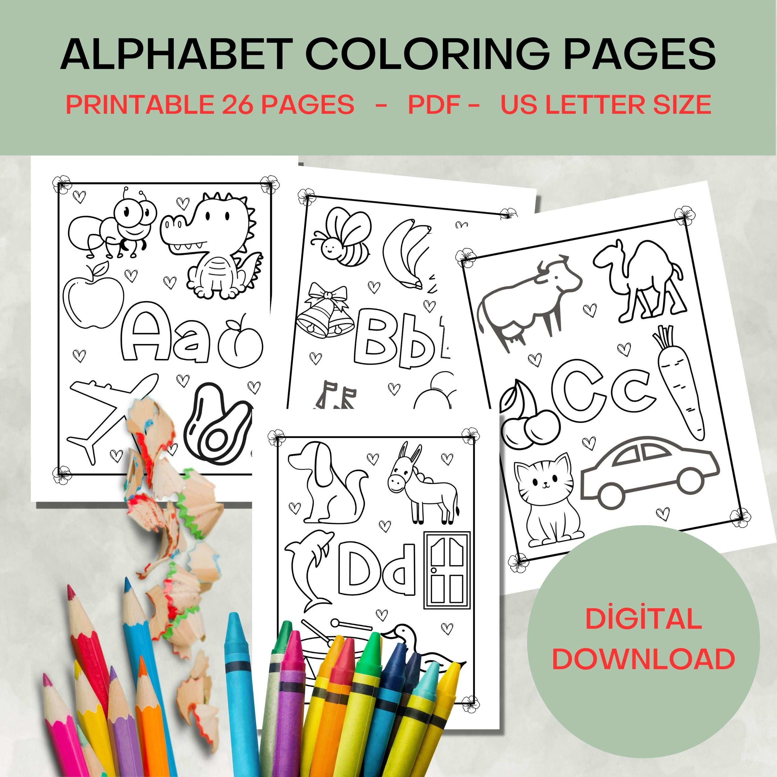 26 Printable Alphabet Coloring Pages Worksheets for Kids, Alphabet ...