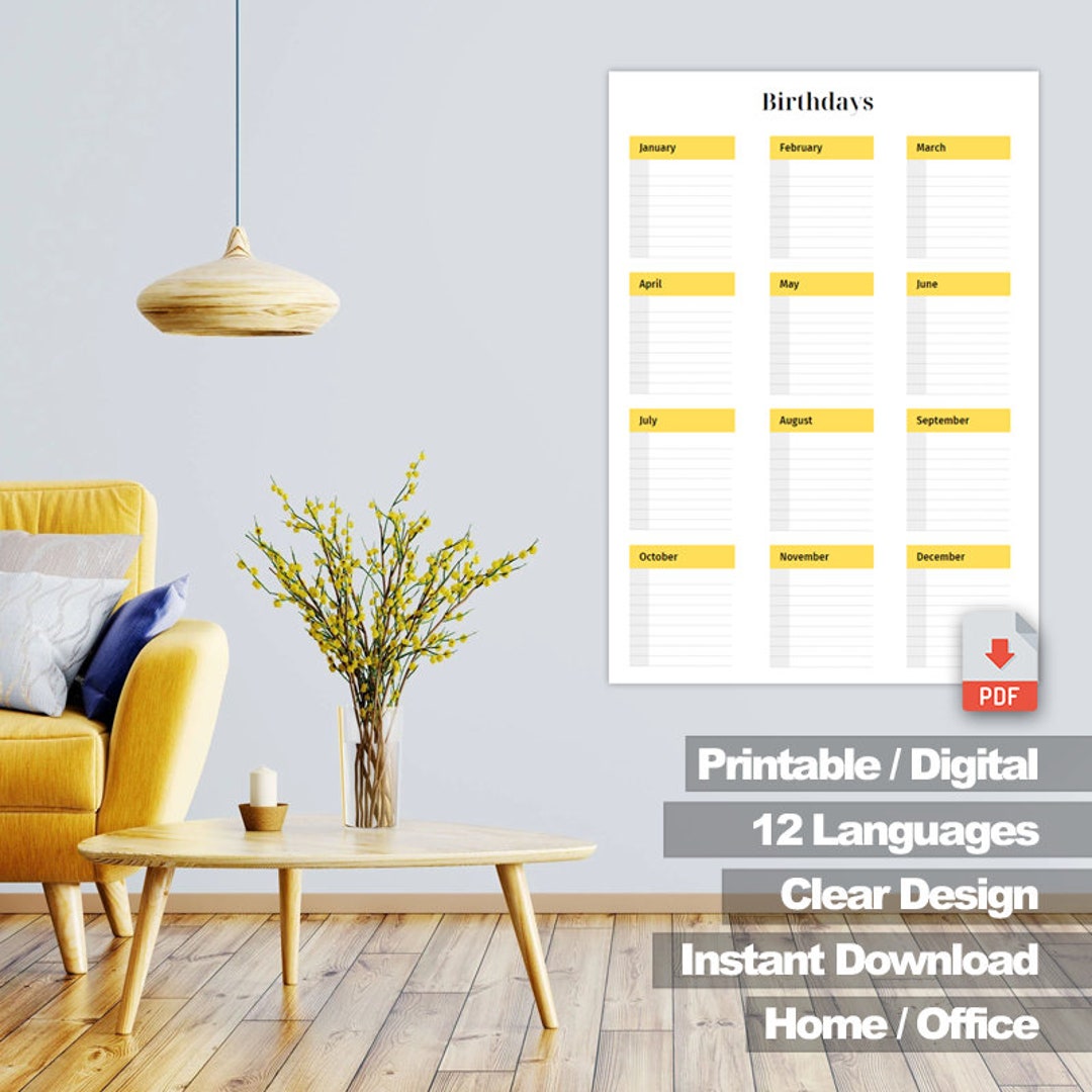 Multilingual Printable Calendar for Home and Office - Etsy