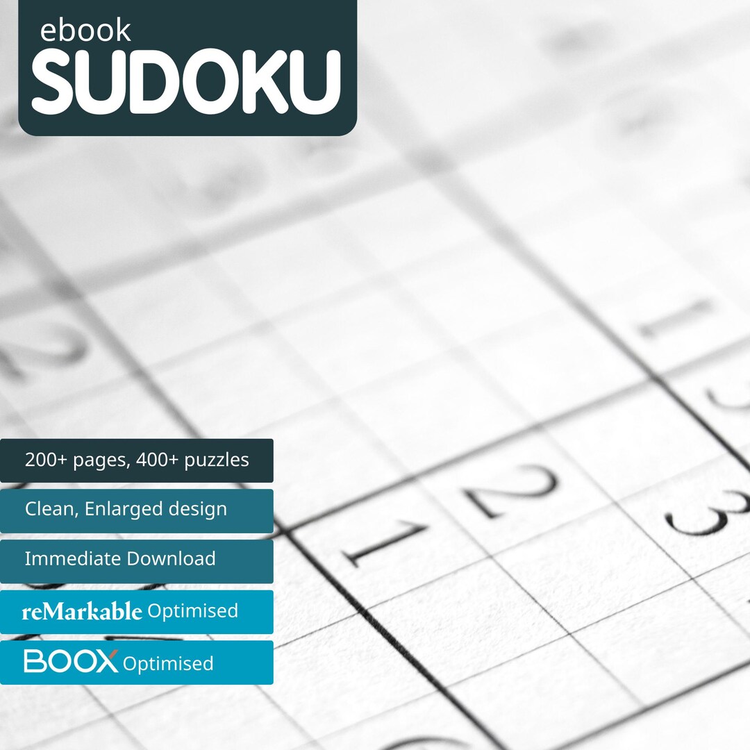 Sudoku Ebook: 200+ Puzzles for Remarkable & Boox E-readers – Brain ...