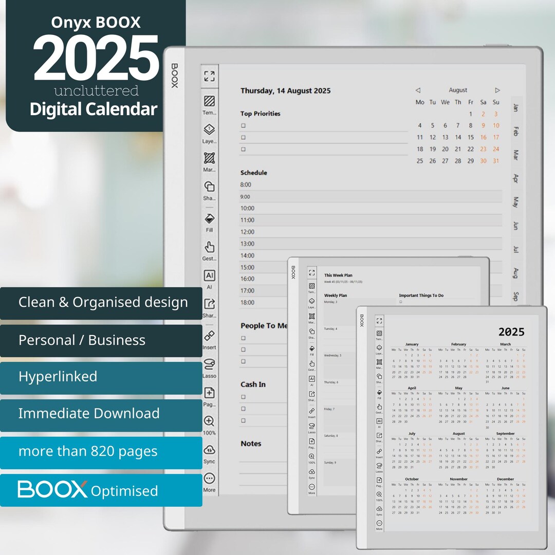 Boox 2025 Minimal Daily Planner, Digital Calendar, Weekly Template ...
