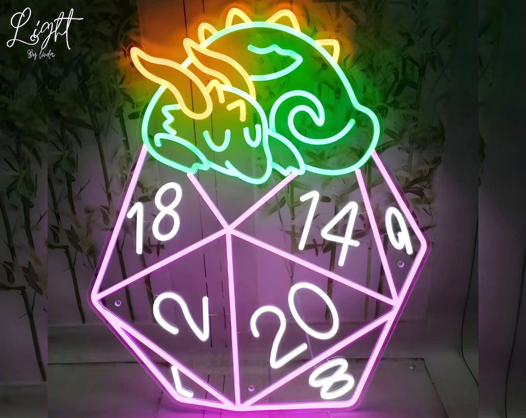 Dnd Neon Sign, Dungeons and Dragons Dice Neon Sign, D&D Handmade Dice ...