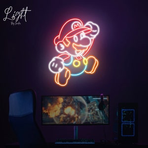 Jumping Mario Led Neon Sign, Custom Super Mario Neon Sign, Anime Neon ...