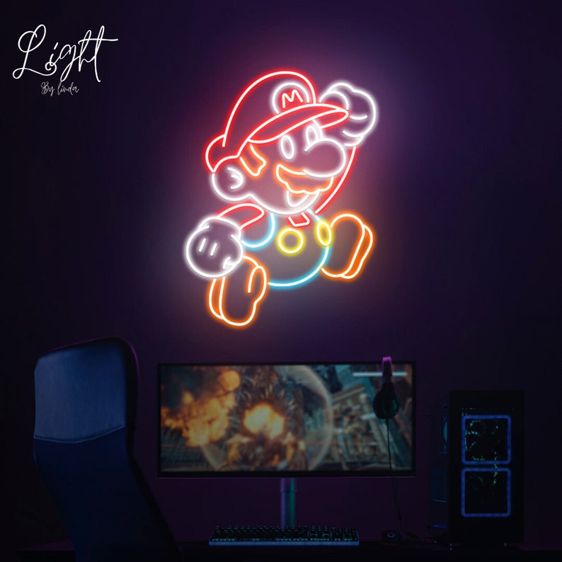 Jumping Mario Led Neon Sign Custom Super Mario Neon Sign - Etsy