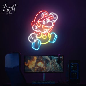Jumping Mario Led Neon Sign, Custom Super Mario Neon Sign, Anime Neon ...