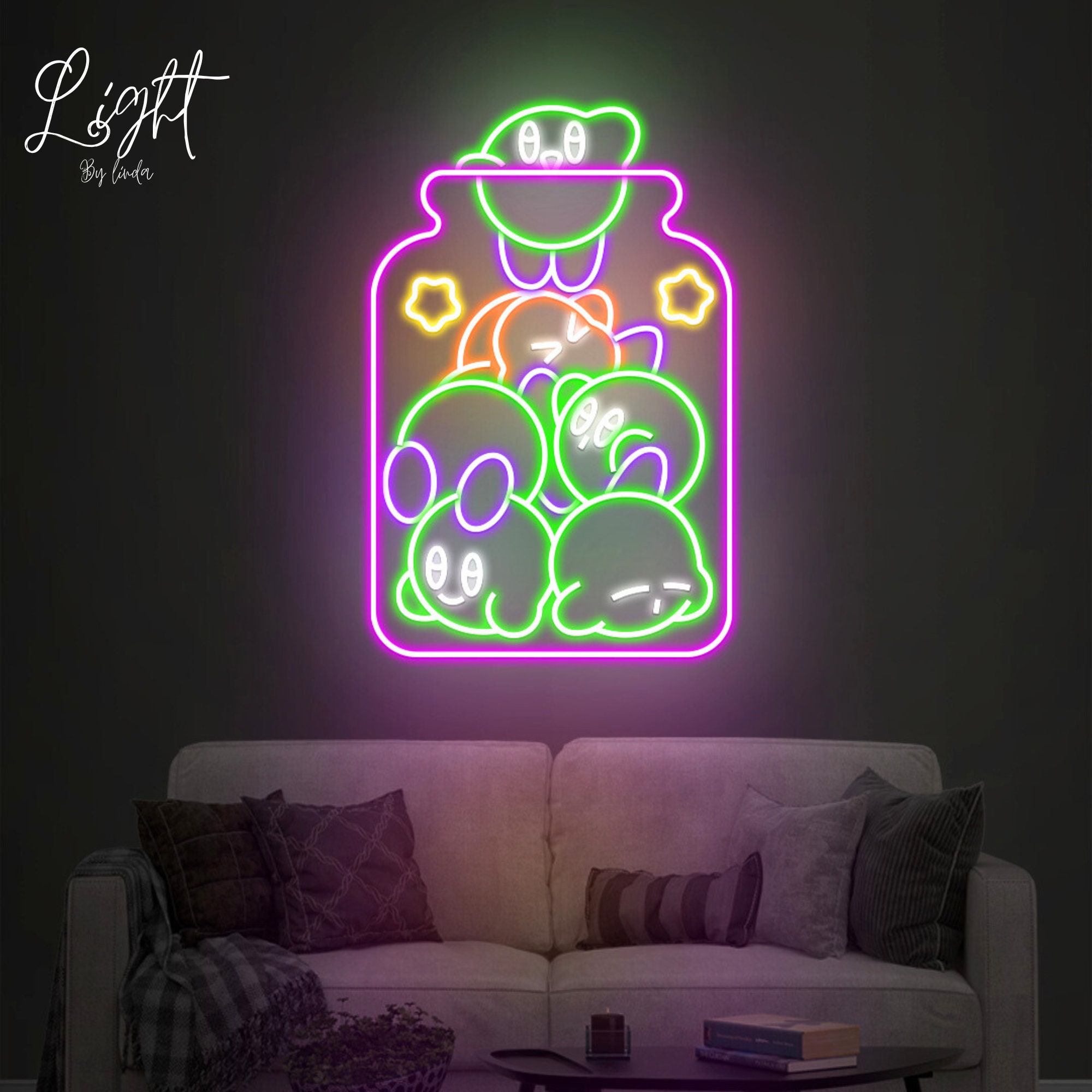 Kirby Neon Sign Kawaii Neon Sign, Custom Japanese Neon Light, Anime ...