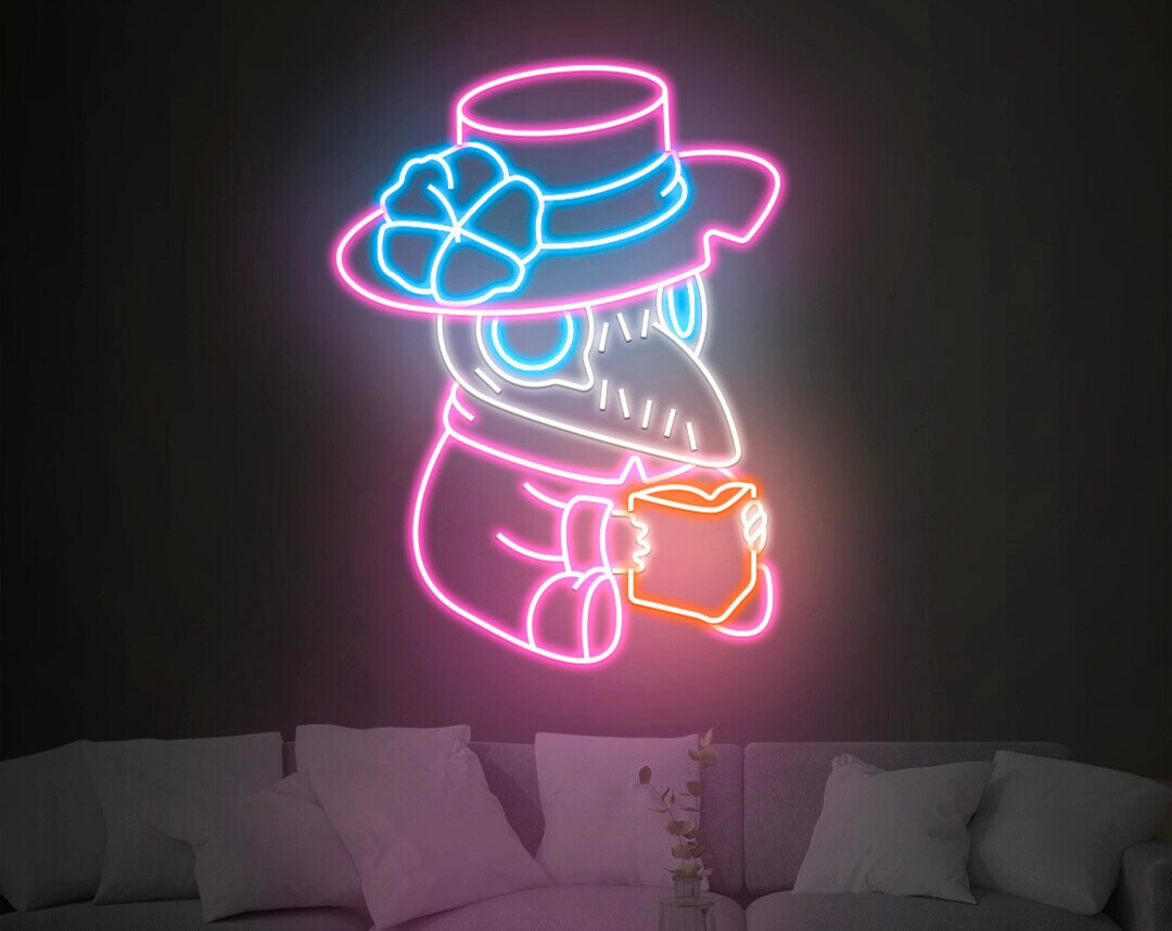 Plague Doctor Neon Sign Cute Medieval Neon Sign, Halloween Neon Sign ...