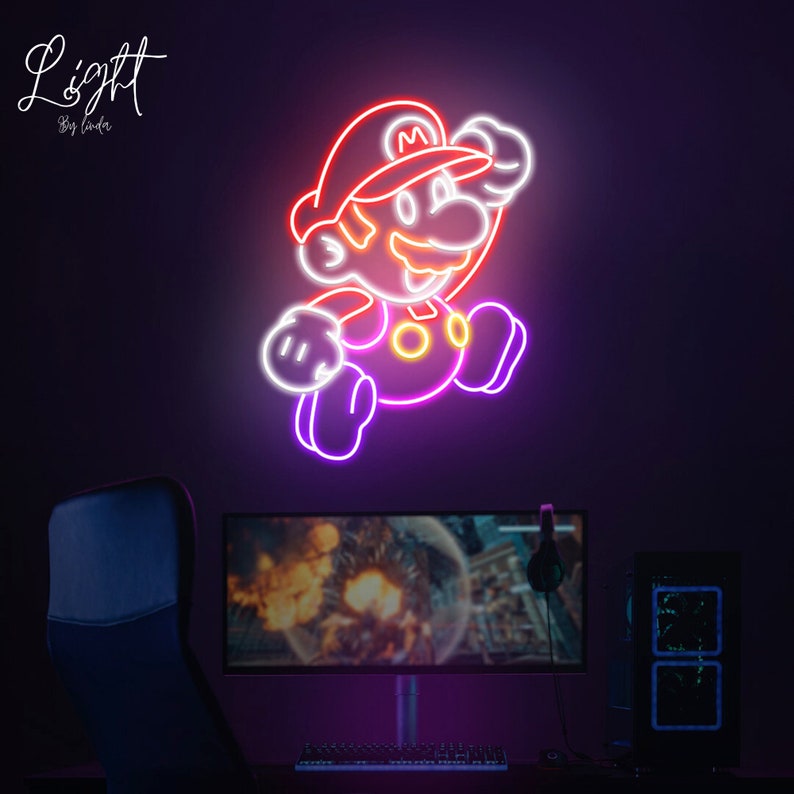 Jumping Mario Led Neon Sign Custom Super Mario Neon Sign - Etsy