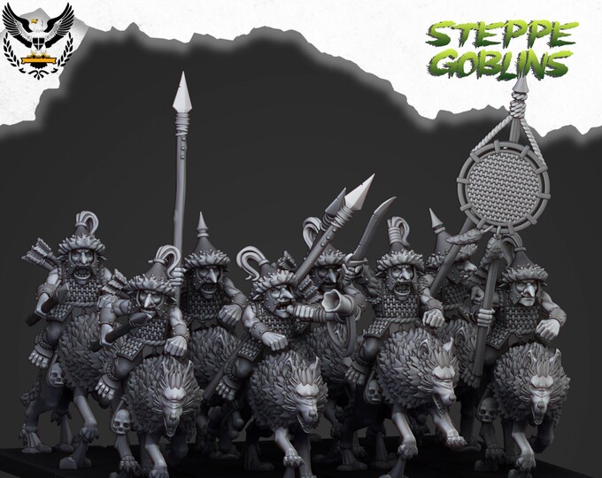 Highlands Miniatures - Mounted Steppe Goblins (10 Miniatures) - Wolf ...