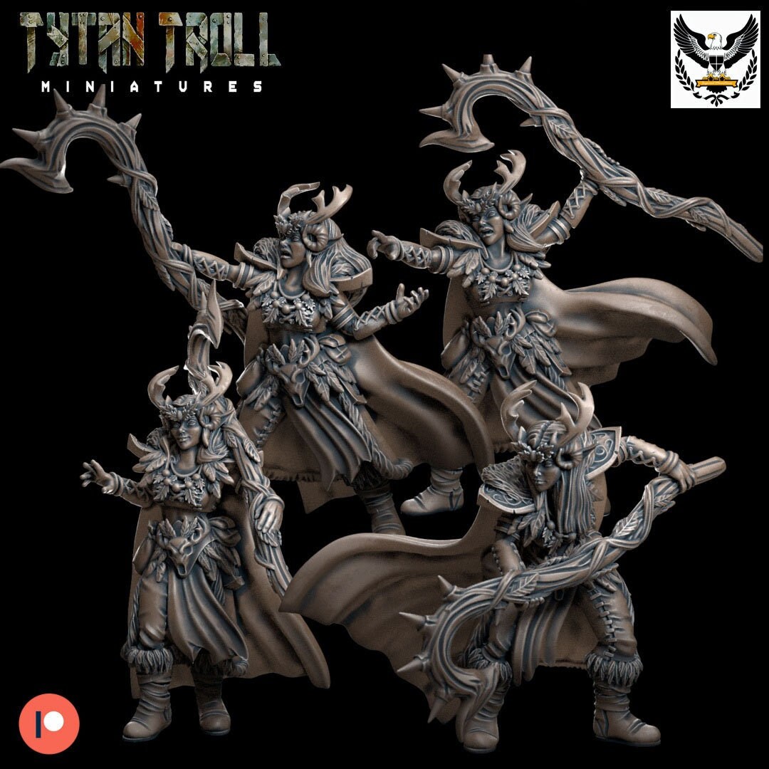 Female Druid Bundle 4 Miniatures Roleplaying Tabletop Games - Etsy