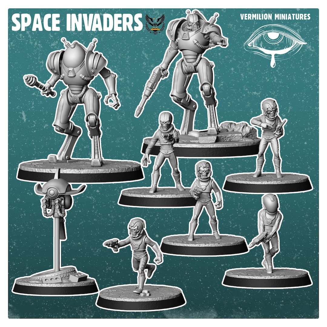 Space Invaders Miniature Set - Inspired by Fallout Zetans - Etsy UK