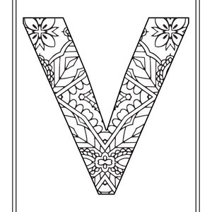 Children Alphabet Letters Pack 5 U V W Ready for Coloring Quick Instant ...