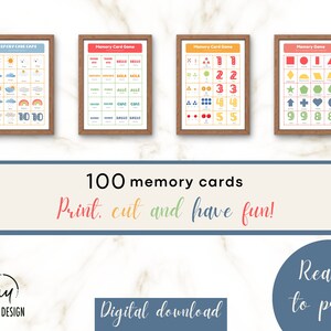 19 Educational Posters Printables and 100 Memory Cards Game, Playroom ...