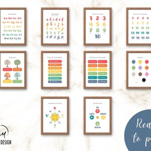 19 Educational Posters Printables and 100 Memory Cards Game, Playroom ...