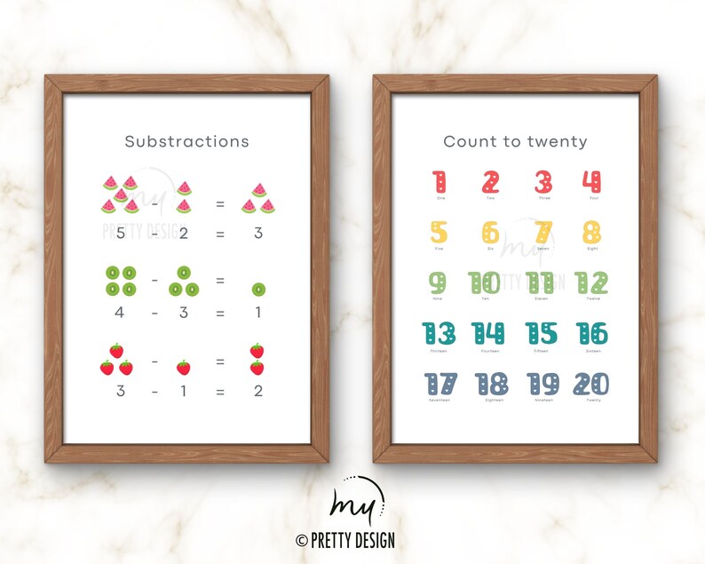 19 Educational Posters Printables and 100 Memory Cards Game, Playroom ...