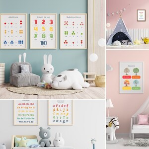 19 Educational Posters Printables and 100 Memory Cards Game, Playroom ...