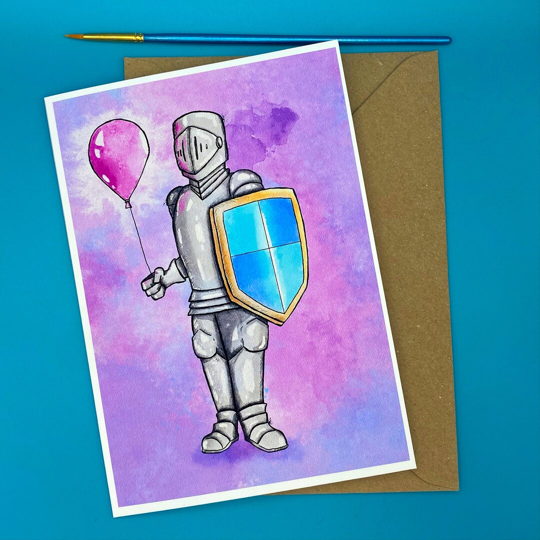 Knight in Armour Greetings Card, Funny Cards, Illustration, Watercolour ...
