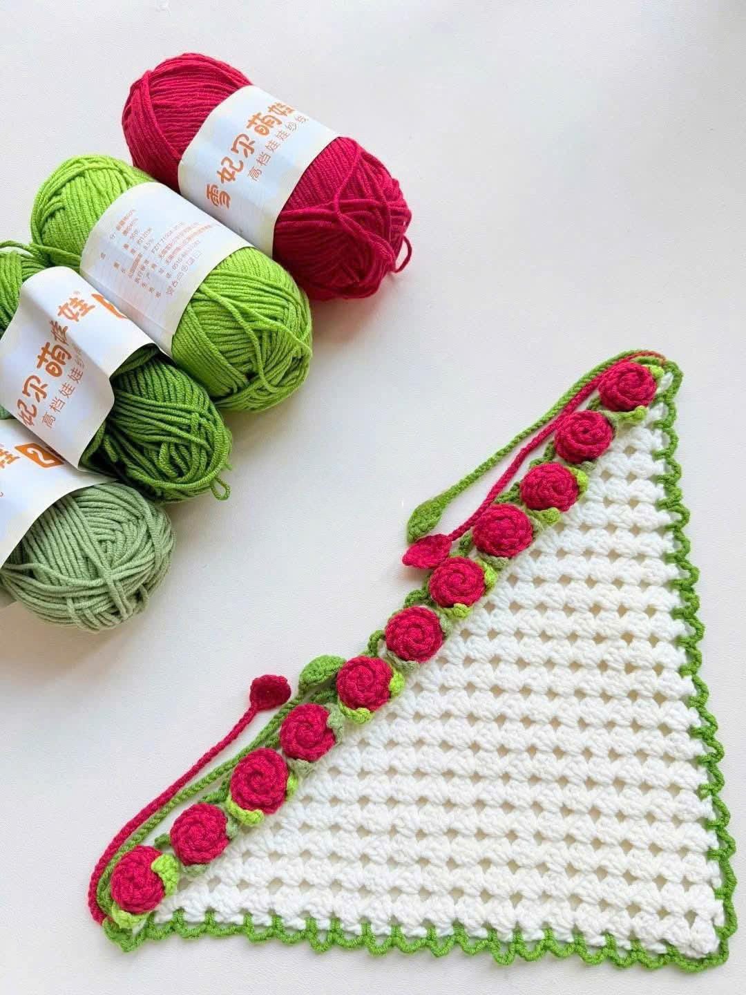 Crochet Bandana Pattern, Rose Bandana, Crochet Granny Square Patterns ...