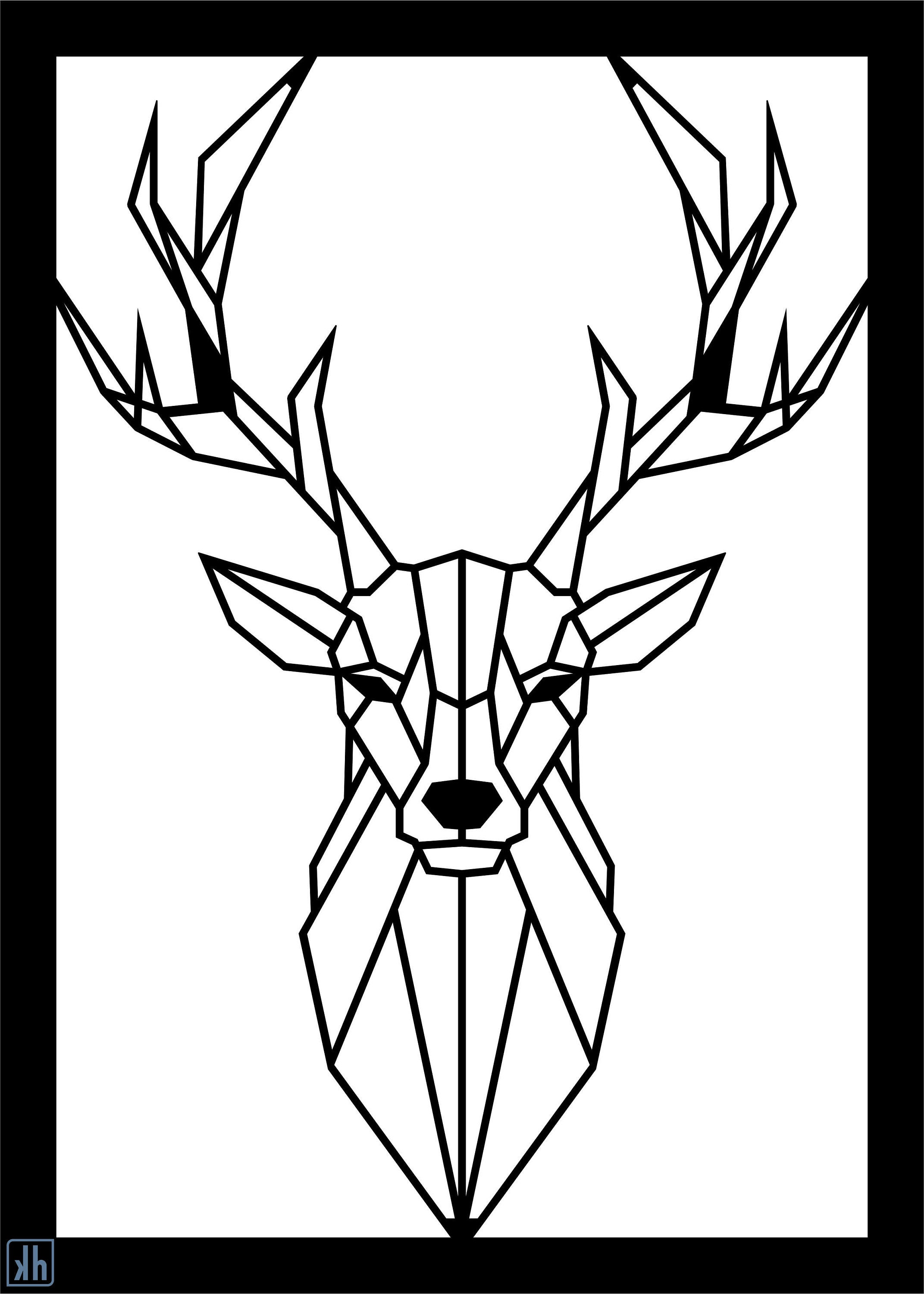 Geometric Deer Head: 3D Print Image (DXF, STL, CDR) - Etsy