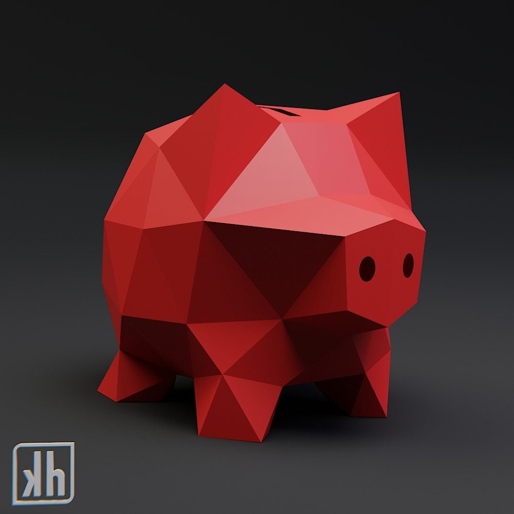 PIGGY Bank,diy Papercraft Piggy Bank, Diy 3d Lowpoly Pigg Model,money ...