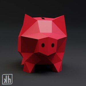 PIGGY Bank,diy Papercraft Piggy Bank, Diy 3d Lowpoly Pigg Model,money ...