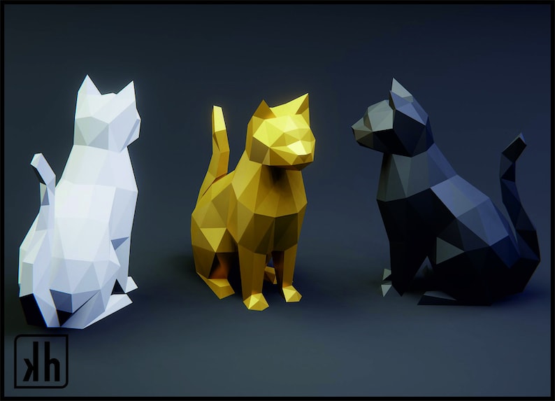 Cat Cat 3D Model Cat Sitting Papercraft Animals PDF - Etsy