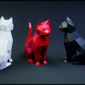 Cat, Cat 3D Model, Cat Sitting , Papercraft Animals, PDF Download DIY ...