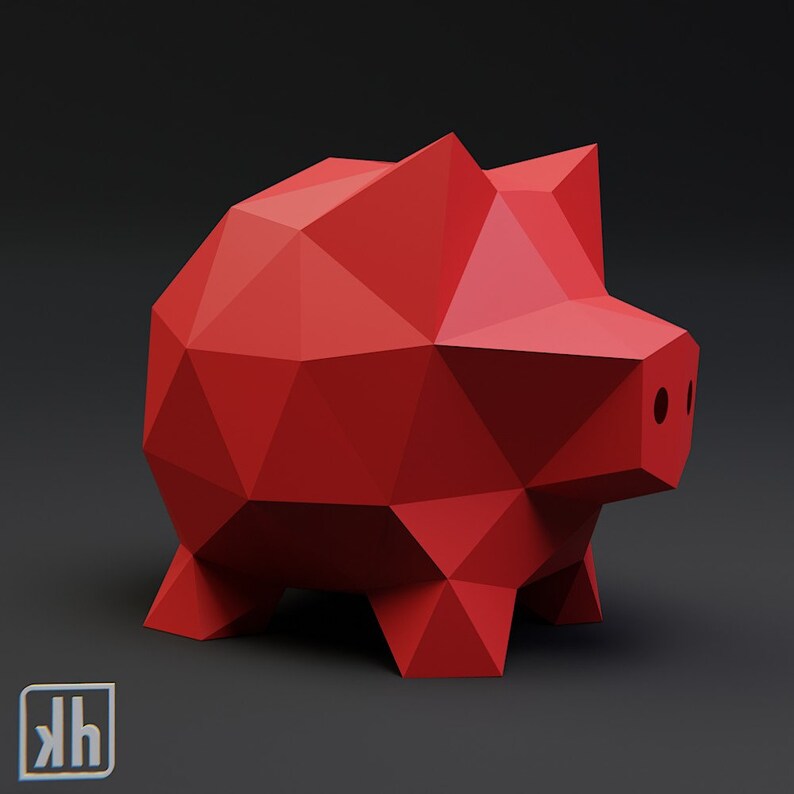 PIGGY Bank,diy Papercraft Piggy Bank, Diy 3d Lowpoly Pigg Model,money ...