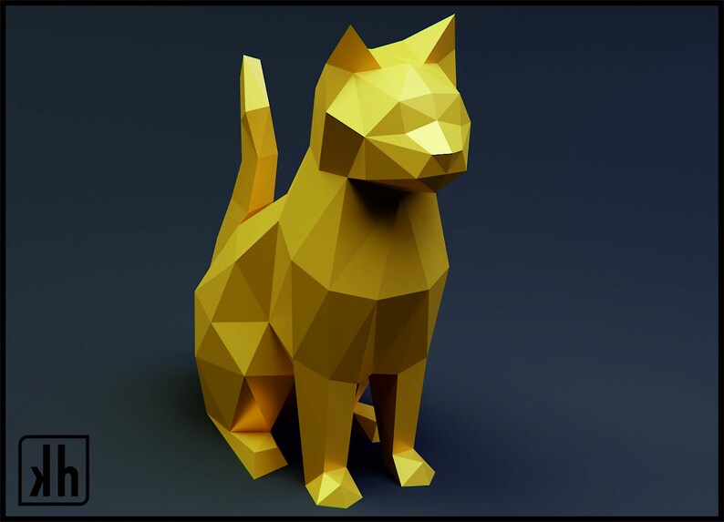 Cat Cat 3D Model Cat Sitting Papercraft Animals PDF - Etsy