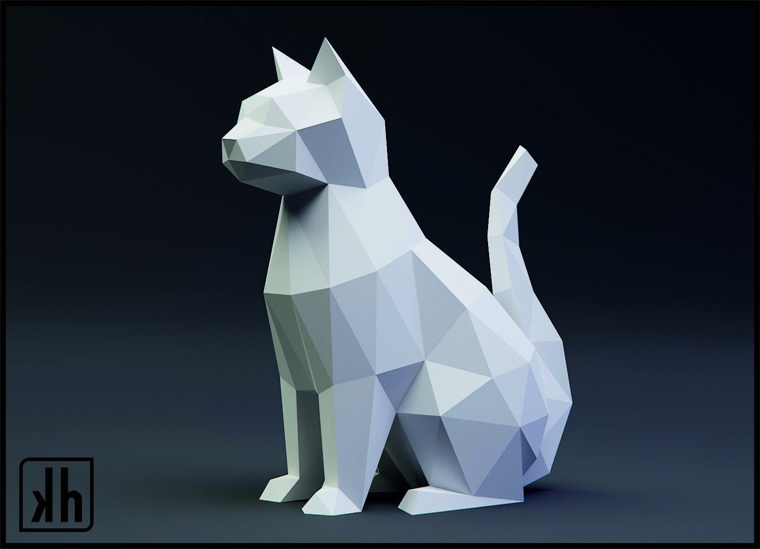 Gato, Modelo 3D de Gato, Gato Sentado, Animales Papercraft, Descarga ...